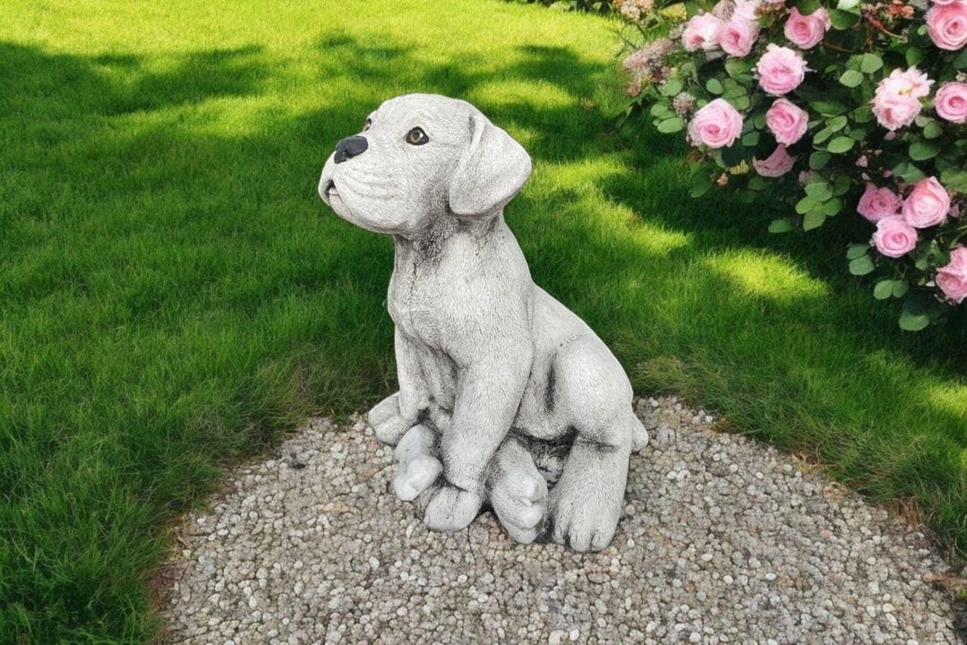 Garden Boxer Dog Statue Concrete Dog Art Outside Boxer Decoration Lawn ...
