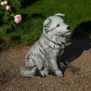 Stone Collie Dog Sculpture Concrete Collie Memorial Dog Grave Statue ...