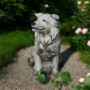Stone Collie Dog Sculpture Concrete Collie Memorial Dog Grave Statue ...