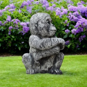 Concrete Monkey Statue, Sitting Monkey, Baby Monkey Figure, Garden ...