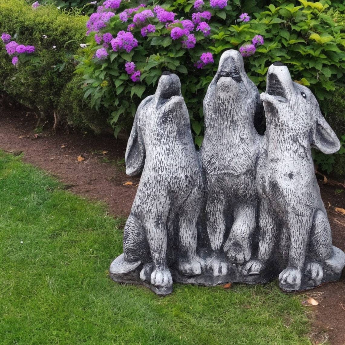 Sitting Wolves Statue, Three Wolves Figure, Wild Wolf Sculpture ...
