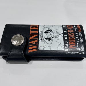 One Piece Portgas D. Ace Wanted Chain Long Wallet Black Anime Made in ...