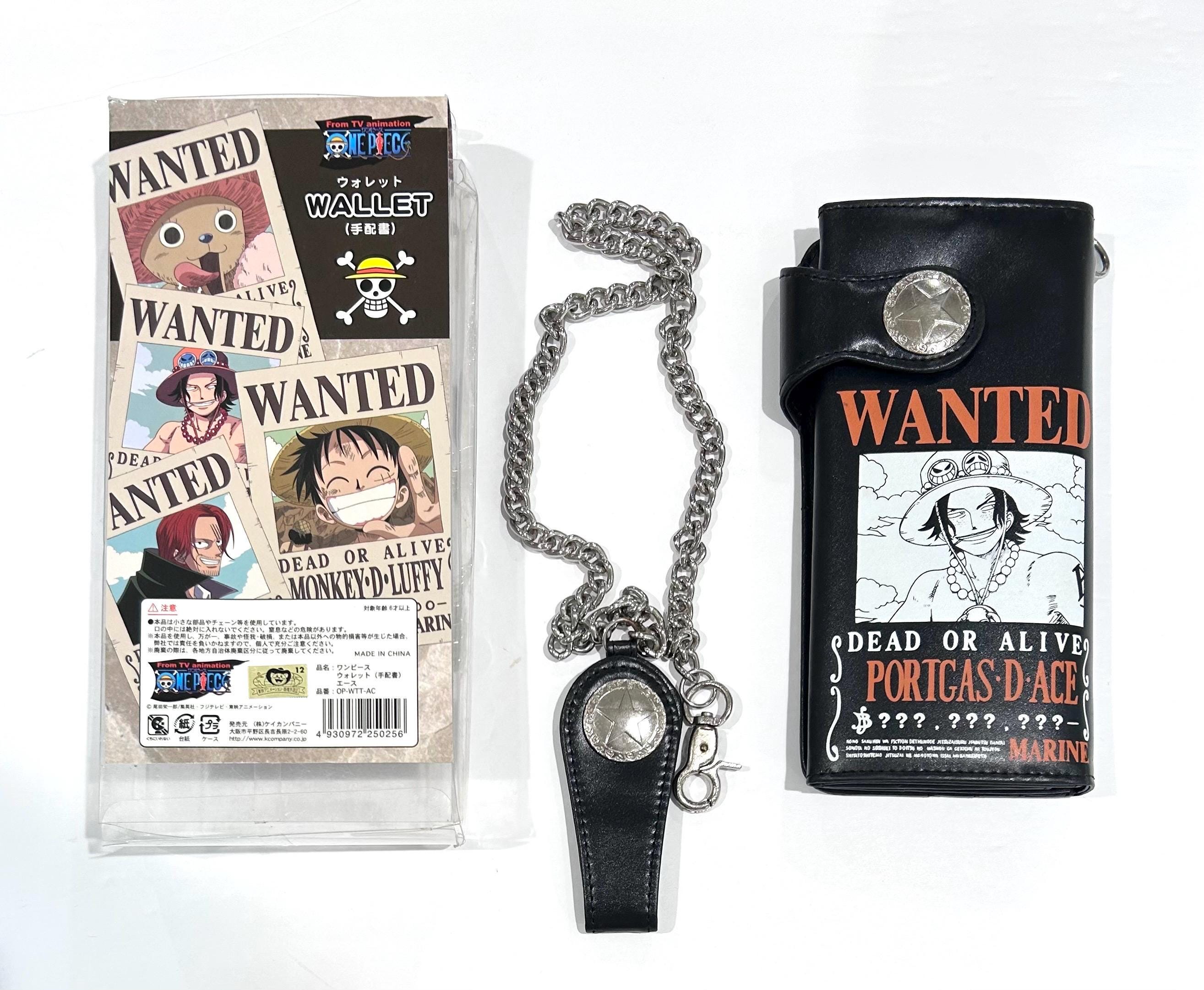 One Piece Portgas D. Ace Wanted Chain Long Wallet Black Anime Made in ...