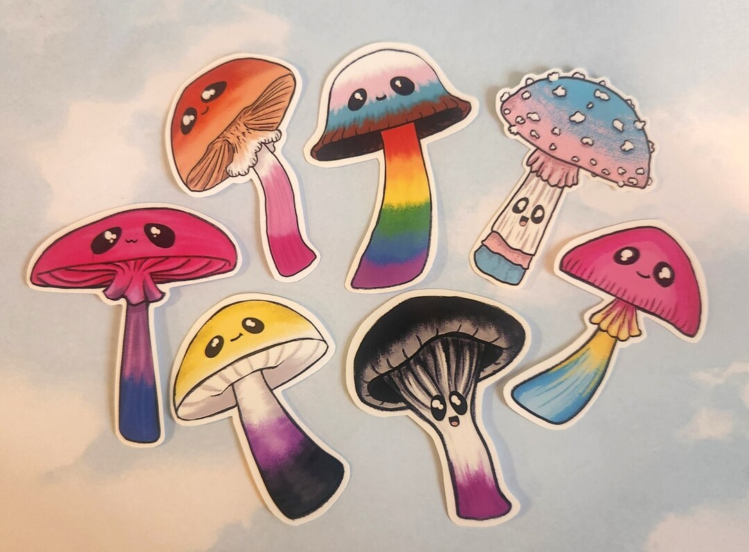 LGBTQ+ Pride Flag Mushroom Vinyl Sticker - Etsy