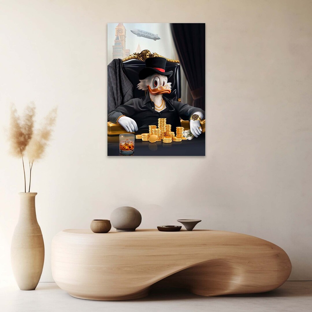 Rich Duck Canvas, Cartoon Duck Poster, Duck Canvas Art, Duck Print ...