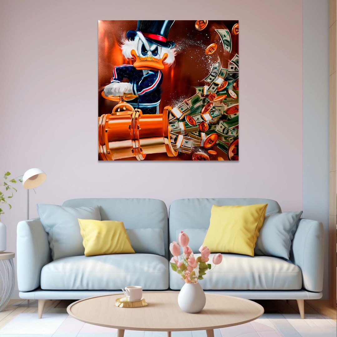 Duck Canvas, Cash Flow Poster, Cartoon Art Wall, Duck Canvas Dollar ...