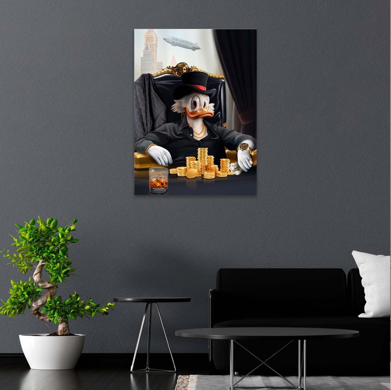 Rich Duck Canvas, Cartoon Duck Poster, Duck Canvas Art, Duck Print ...
