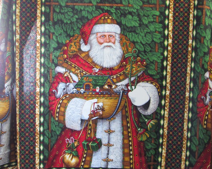 Christmas Fabric Panel Old World Santa Claus Quilting Holiday Fabric ...