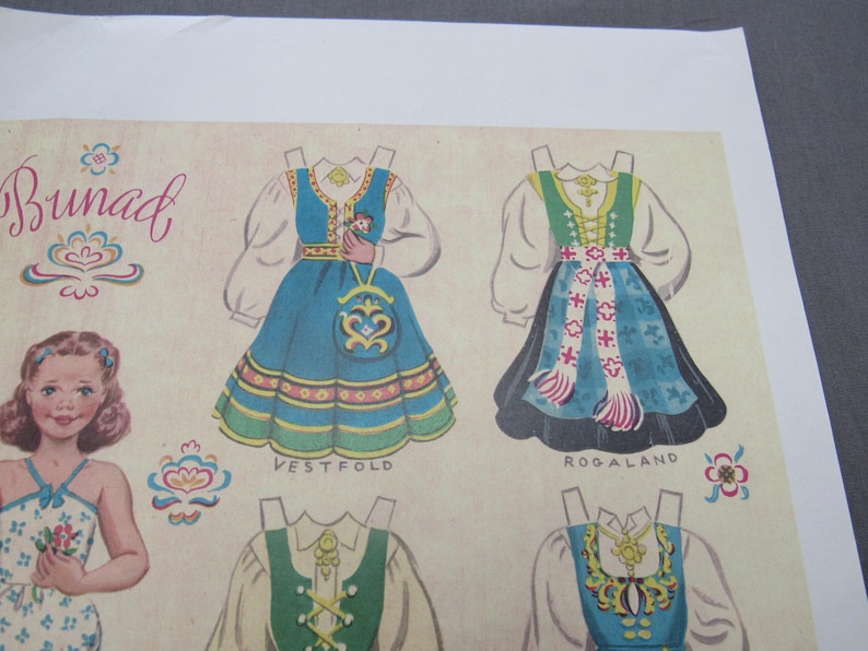 Vintage Norwegian Paper Doll Set: Uncut Bunad Costumes - Etsy
