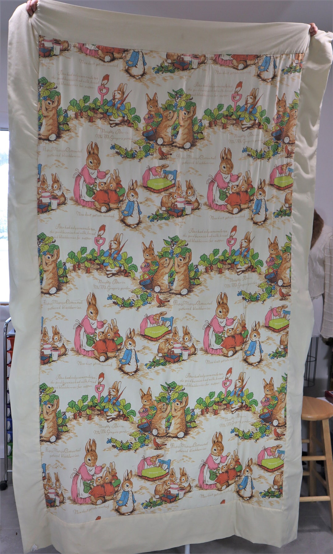Beatrix Potter Quilt Vintage 1970s the Tale of Peter Rabbit 52x84 ...