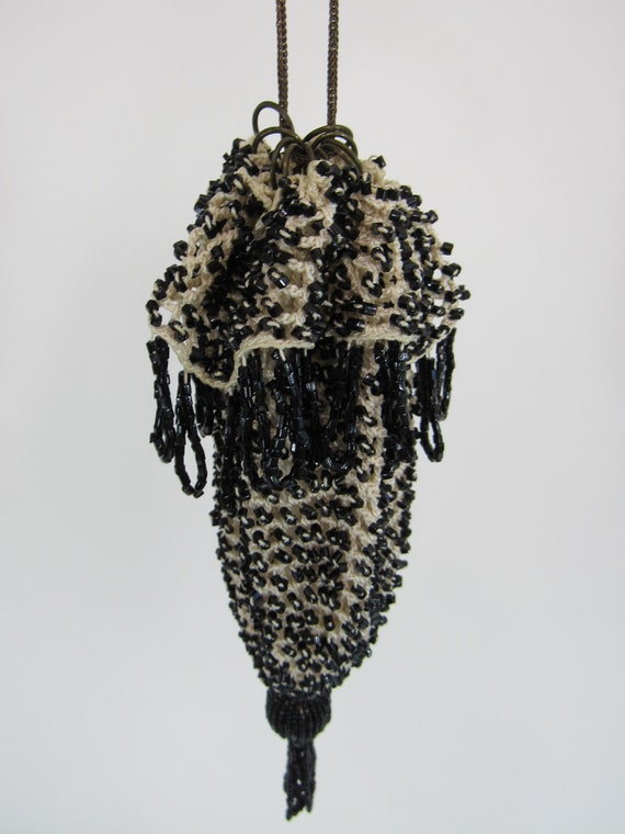 Antique Beaded Drawstring Purse - Vintage 1890s Victo… - Gem