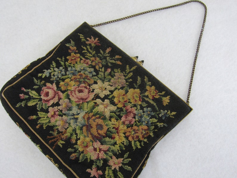 Victorian Needlepoint Handbag Antique 1900s Petit Point Small - Etsy