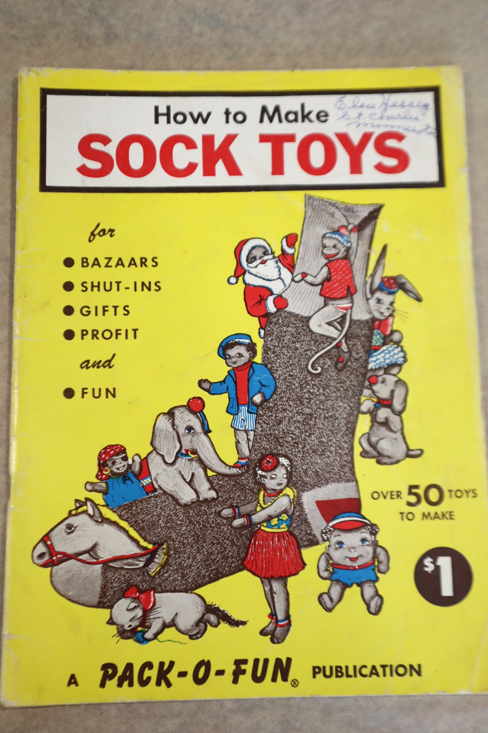 How to Make A SOCK TOYS Book Vintage 1958 Red Heel Sock Patterns Sock ...