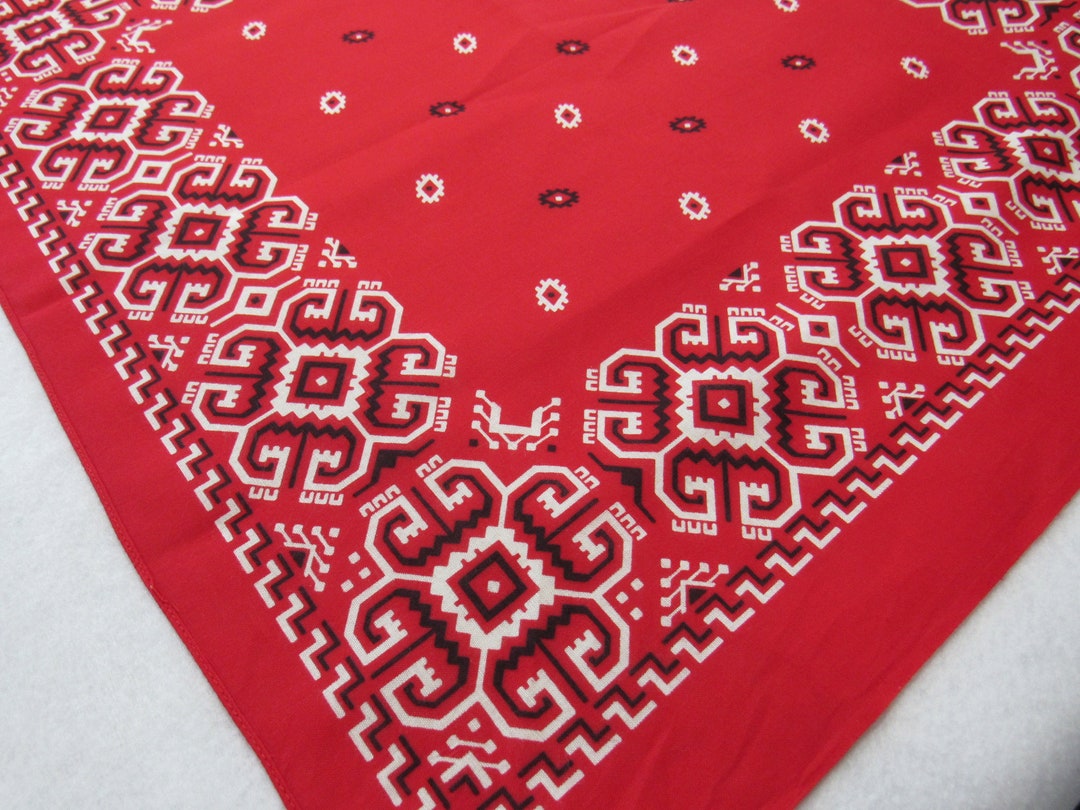 Large Vintage RED Bandana 100% Cotton Red Bandana Handkerchief Hankie ...
