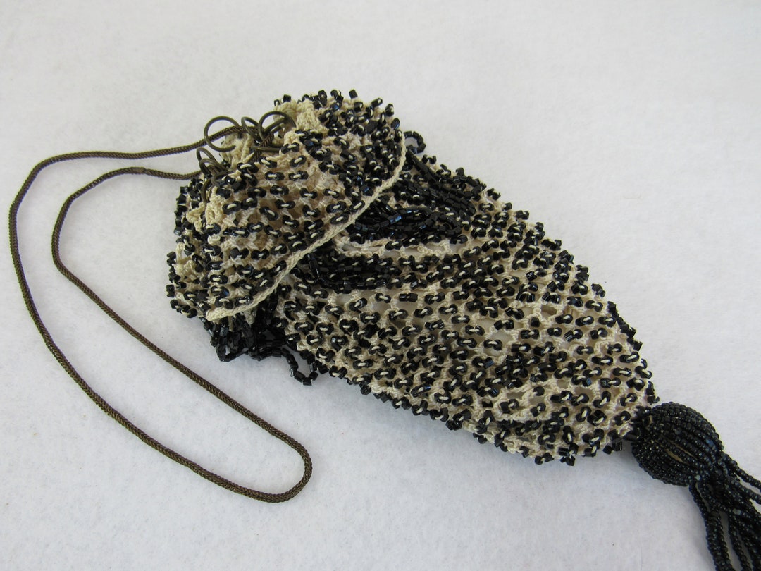 Antique Beaded Drawstring Purse Vintage 1890s Victorian - Etsy