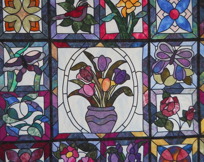 GARDEN Quilt Kit - Stained Glass Garden Quilt Patterns With Fabric ...