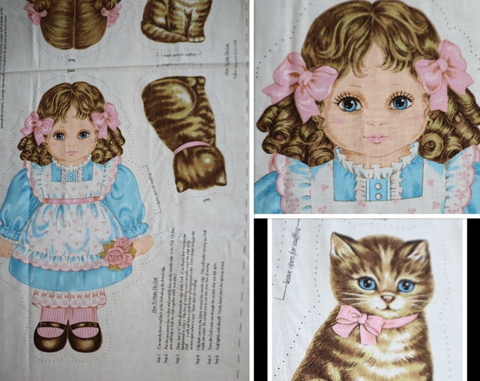 JENNIFER and CATNIP Cut & Sew Fabric - Vintage Fabric Panel for Plush ...