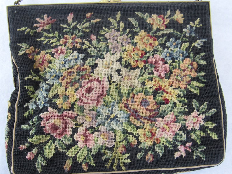 Victorian Needlepoint Handbag Antique 1900s Petit Point Small - Etsy