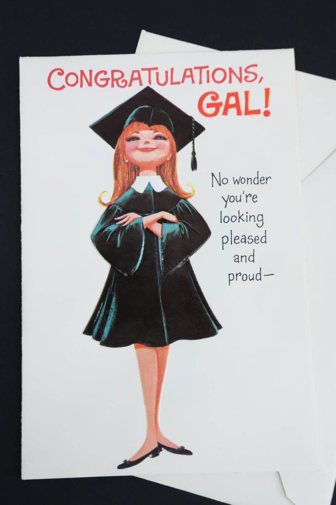 UNUSED Vintage Graduation Greeting Card CONGRATULATIONS, GAL 1960s Pop ...