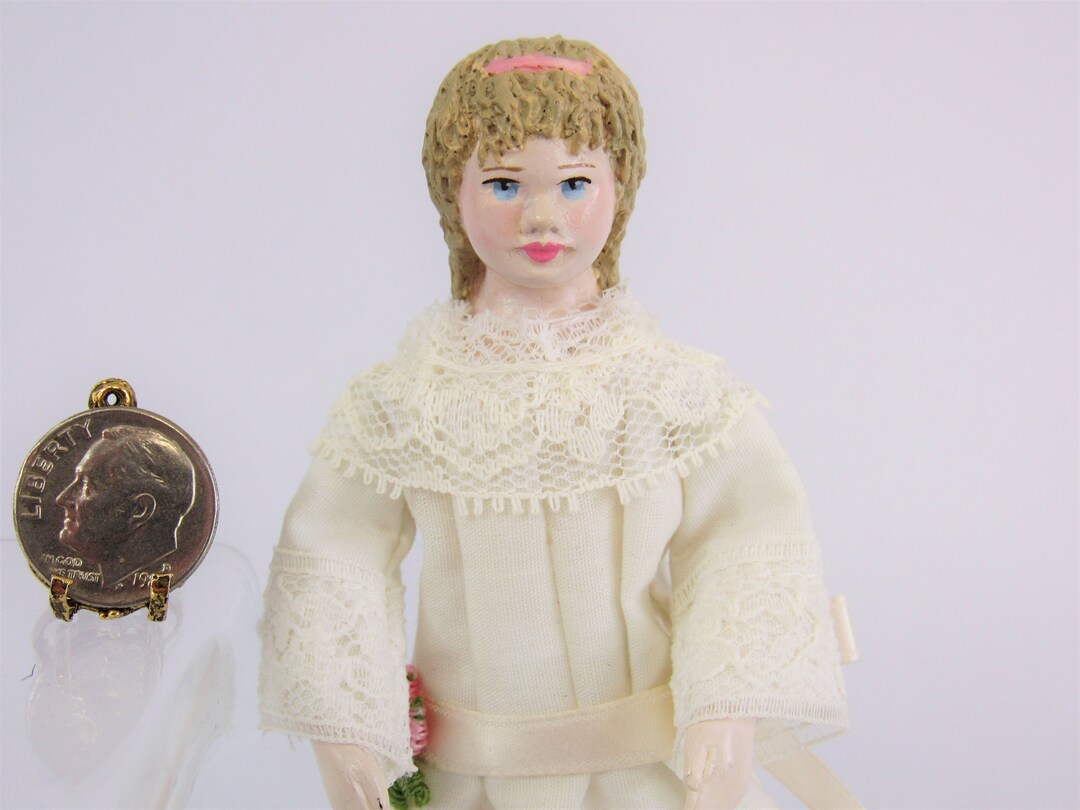 Dollhouse Miniature Doll GIRL Child Dollhouse Doll in Antique Inspired ...