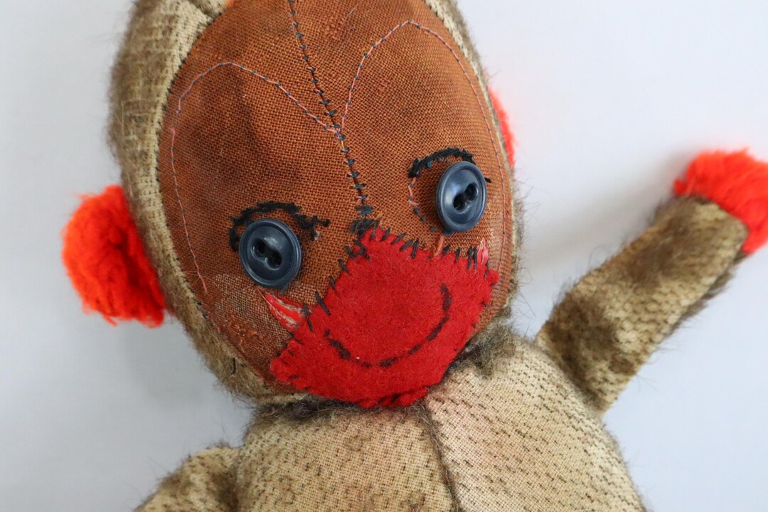 Vintage 1950s Creepy MONKEY Plush Stuffed Animal 12" - Estate Find ...
