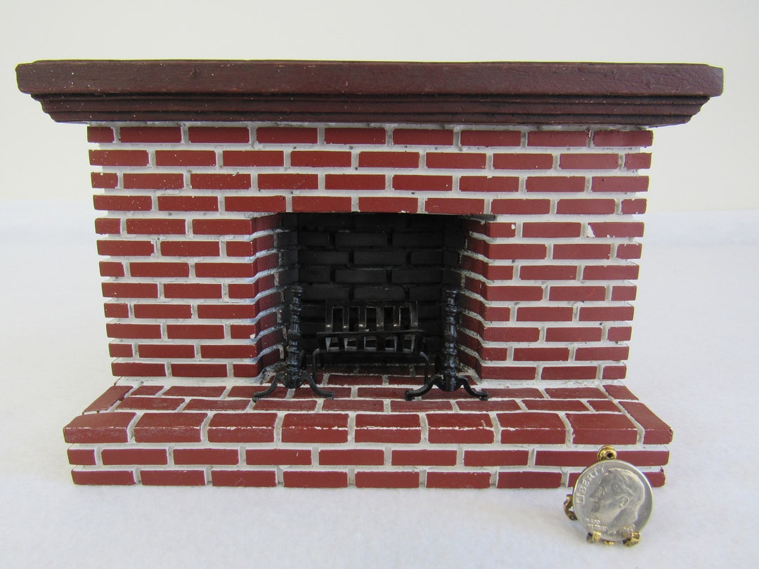 Artist Miniature Fireplace and Accessories Dollhouse Miniature Brick ...