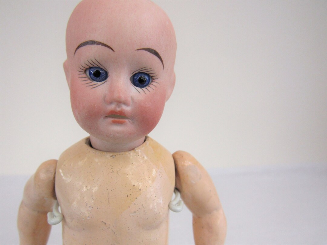 Antique Bisque Head Doll 8 NEEDS TLC Compo Body Vintage 1910s Creepy ...