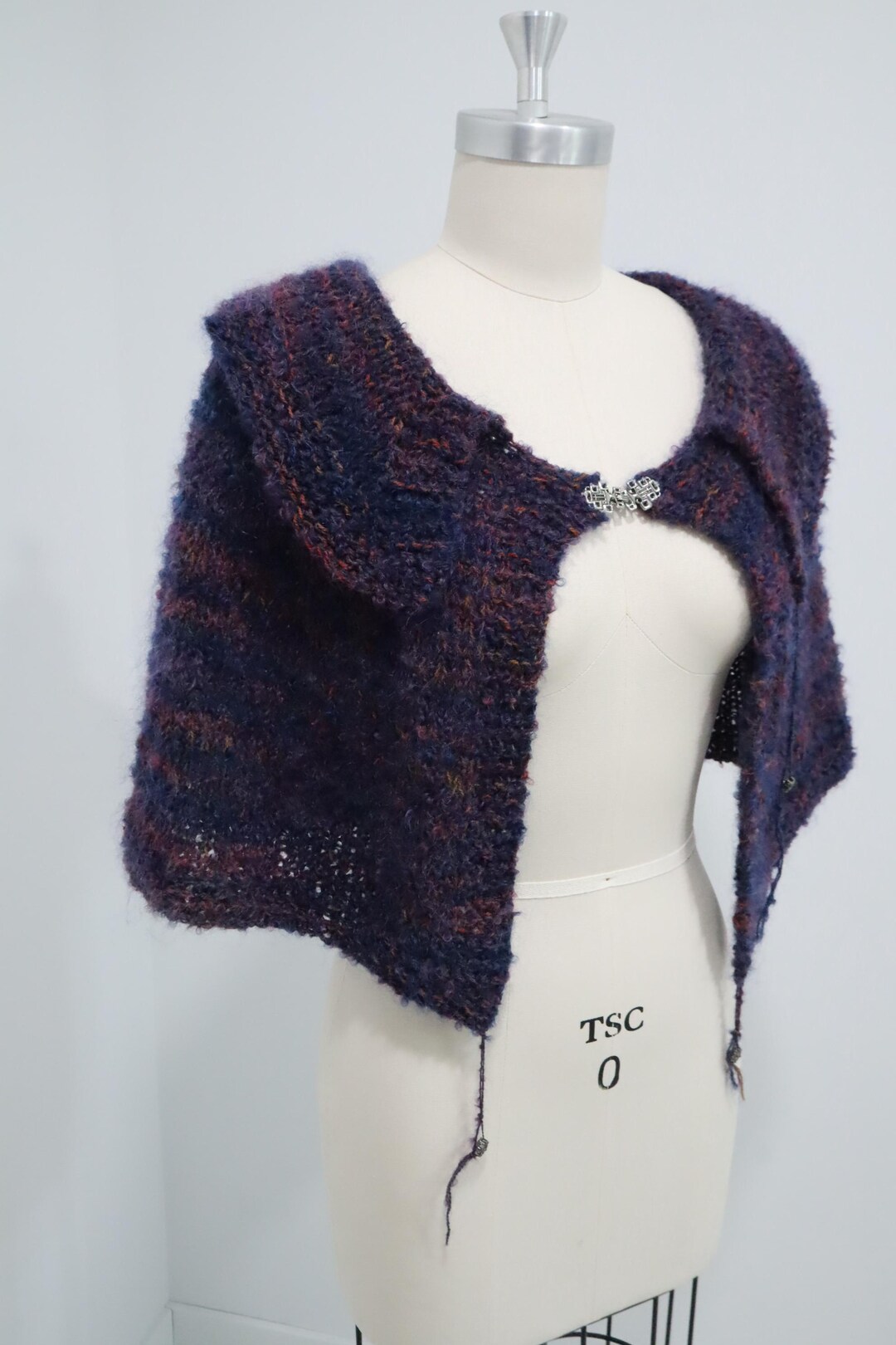 Vintage Hand Knit Wool Capelet Shawl Purple Whimsical BOHO Cozy ...