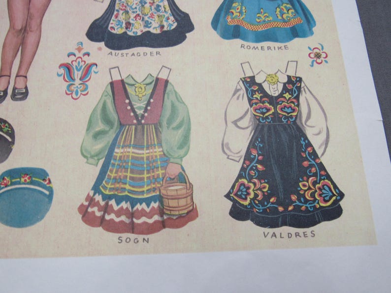 Vintage Norwegian Paper Doll Set: Uncut Bunad Costumes - Etsy