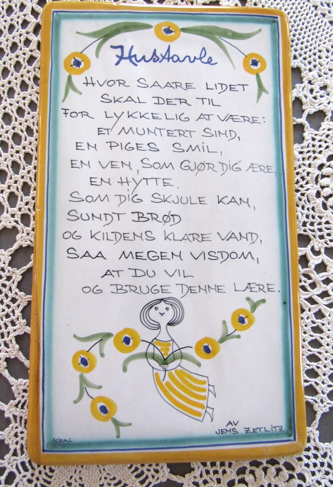 Vintage Kari Nyquist Ceramic Wall Plaque: Norwegian Hustavle Art - Etsy