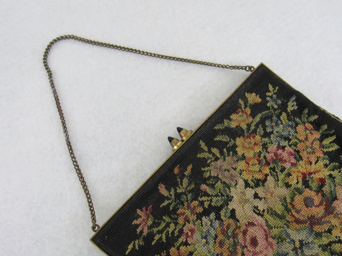 Victorian Needlepoint Handbag Antique 1900s Petit Point Small - Etsy