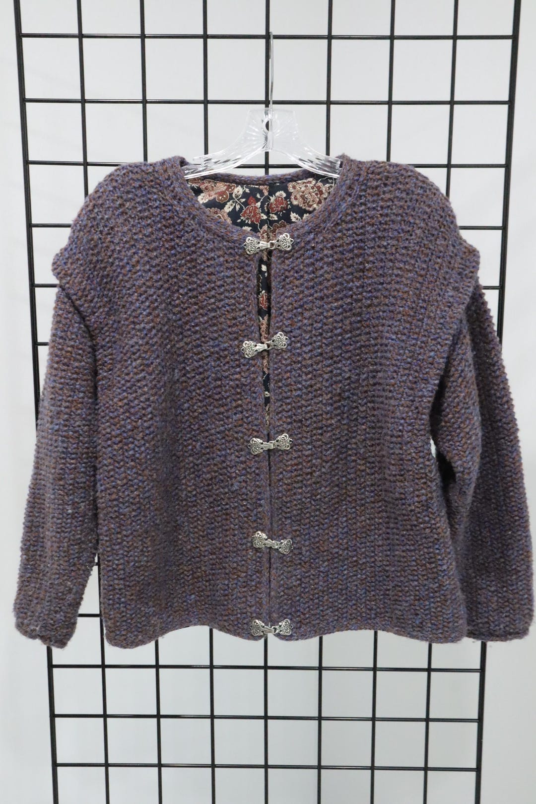 Vintage Hand Knit Wool Cardigan Sweater Bulky Cozy and Warm - Size ...