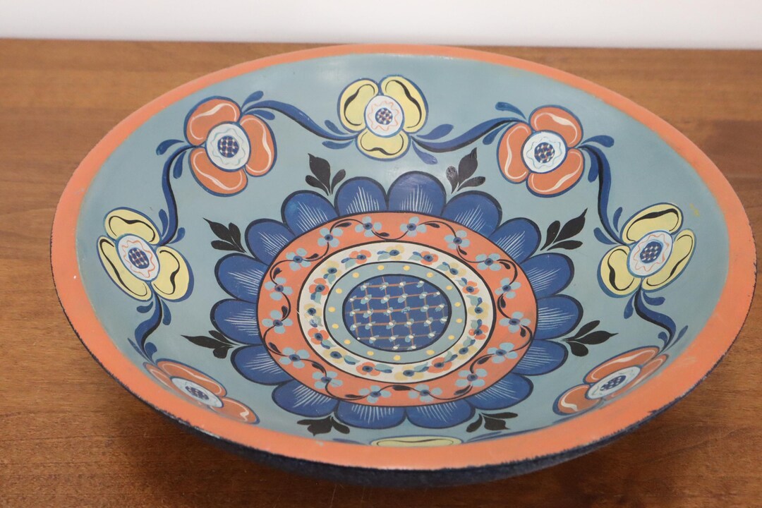 Hand Painted Norwegian Rosemaling Bowl: Vintage Artist Original Folk ...