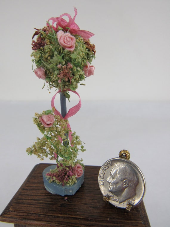 Artist Miniature TOPIARY Pink Rose Flower Centerpiece - Etsy