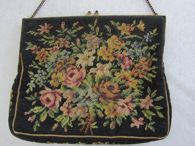 Victorian Needlepoint Handbag Antique 1900s Petit Point Small - Etsy