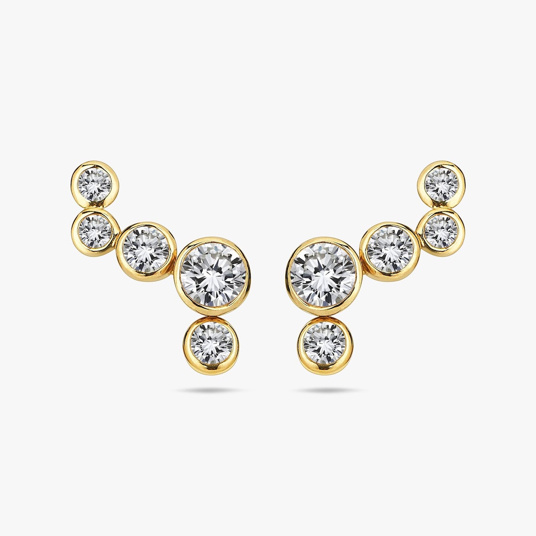 14K Solid Gold Zodiac Earrings, Constellation Gift Stud Earrings ...