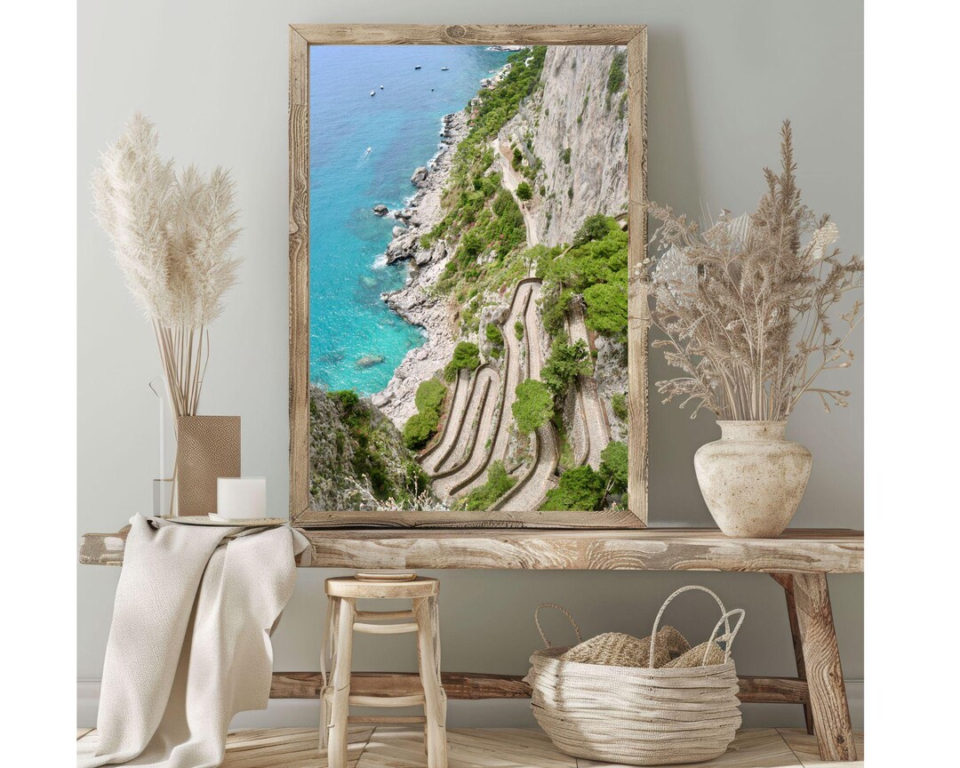 Capri Italy Print | Italian Summer Coastal Print| Capri Cliff Print ...