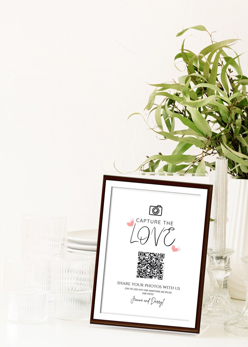 Capture the Love Wedding QR Code Sign, Wedding Sign, Wedding Photo Sign ...