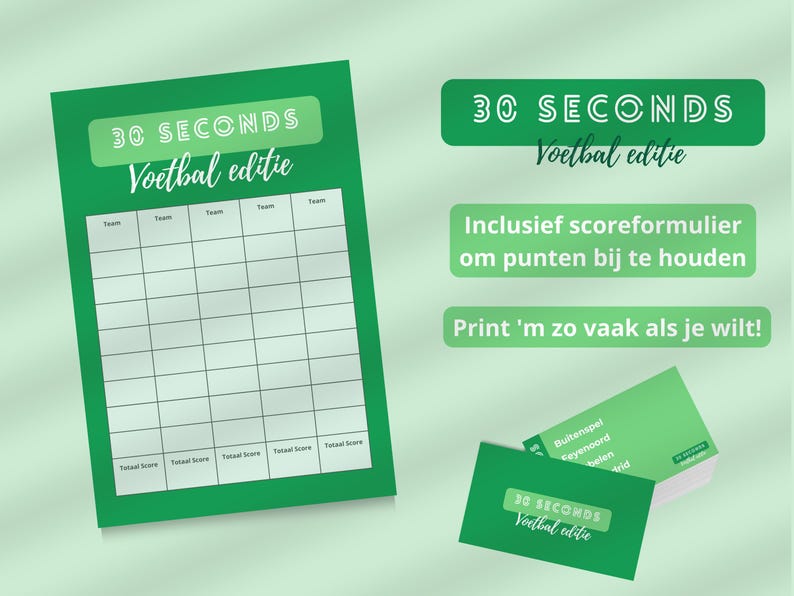 30 Seconds Football Edition Game: Dutch Team Game (printable Digital ...