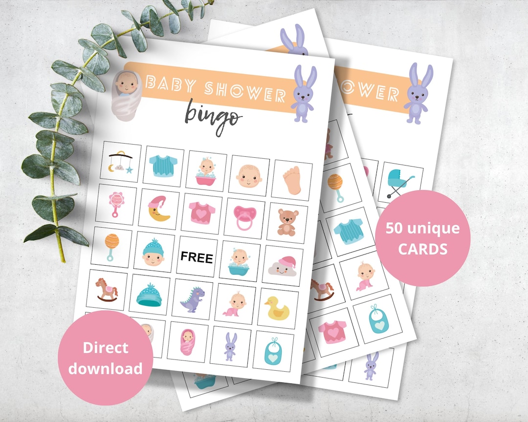 Baby Shower Bingo Printable Game | Cute Baby Icons | A4 US Letter | Fun ...