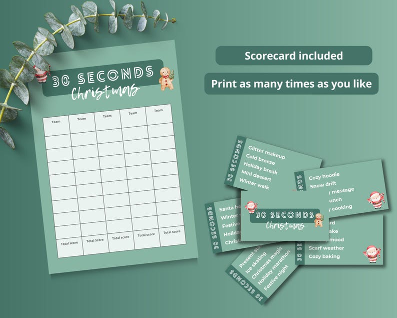 Christmas 30 Seconds Game | Printable Holiday Party Game | Instant ...