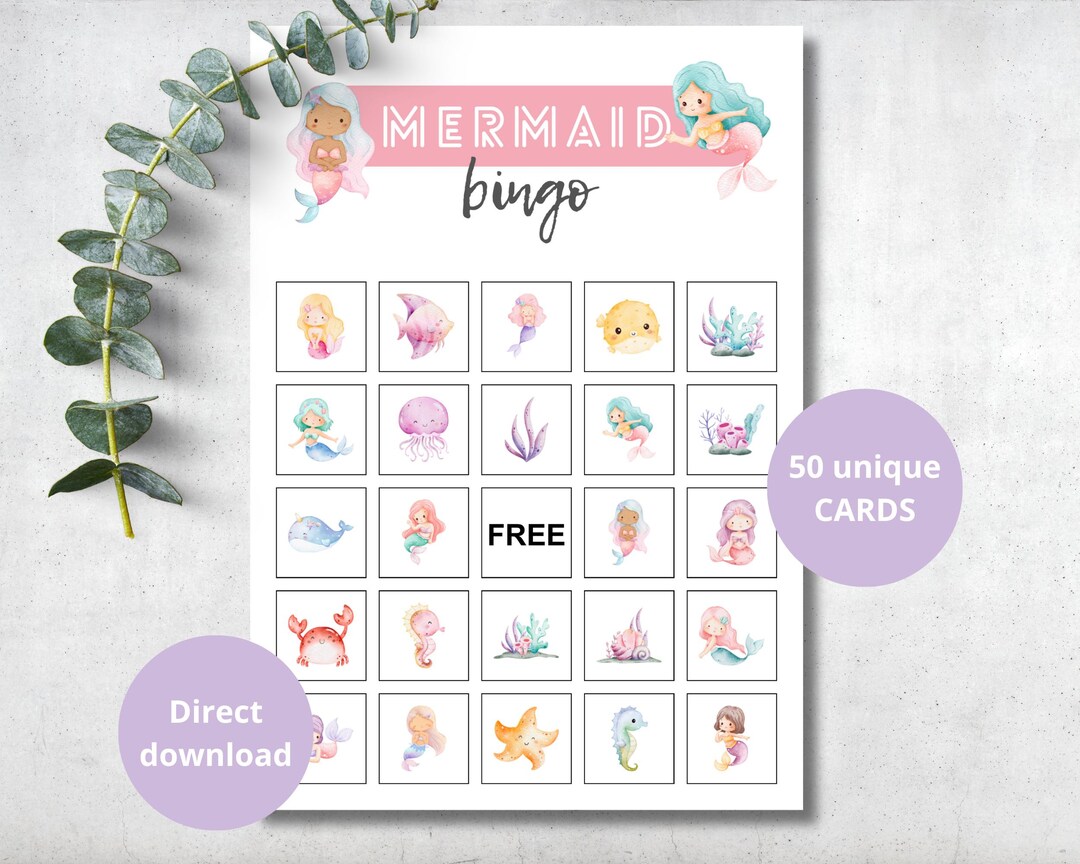 Pastel Mermaid Bingo Game, Under the Sea Party (digital Download) - Etsy