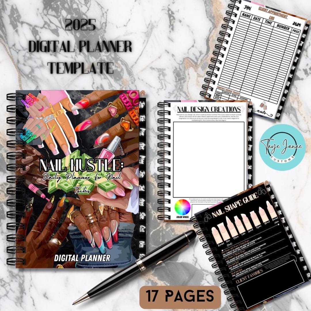 Nail Tech Daily Planner 2025: Client Tracker, Income, Shapes (digital ...