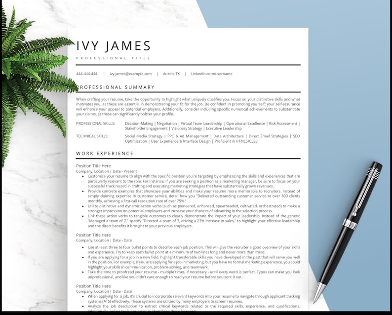 Polished Resume Template, Cv Template Resume Google Docs, Word & Pages ...