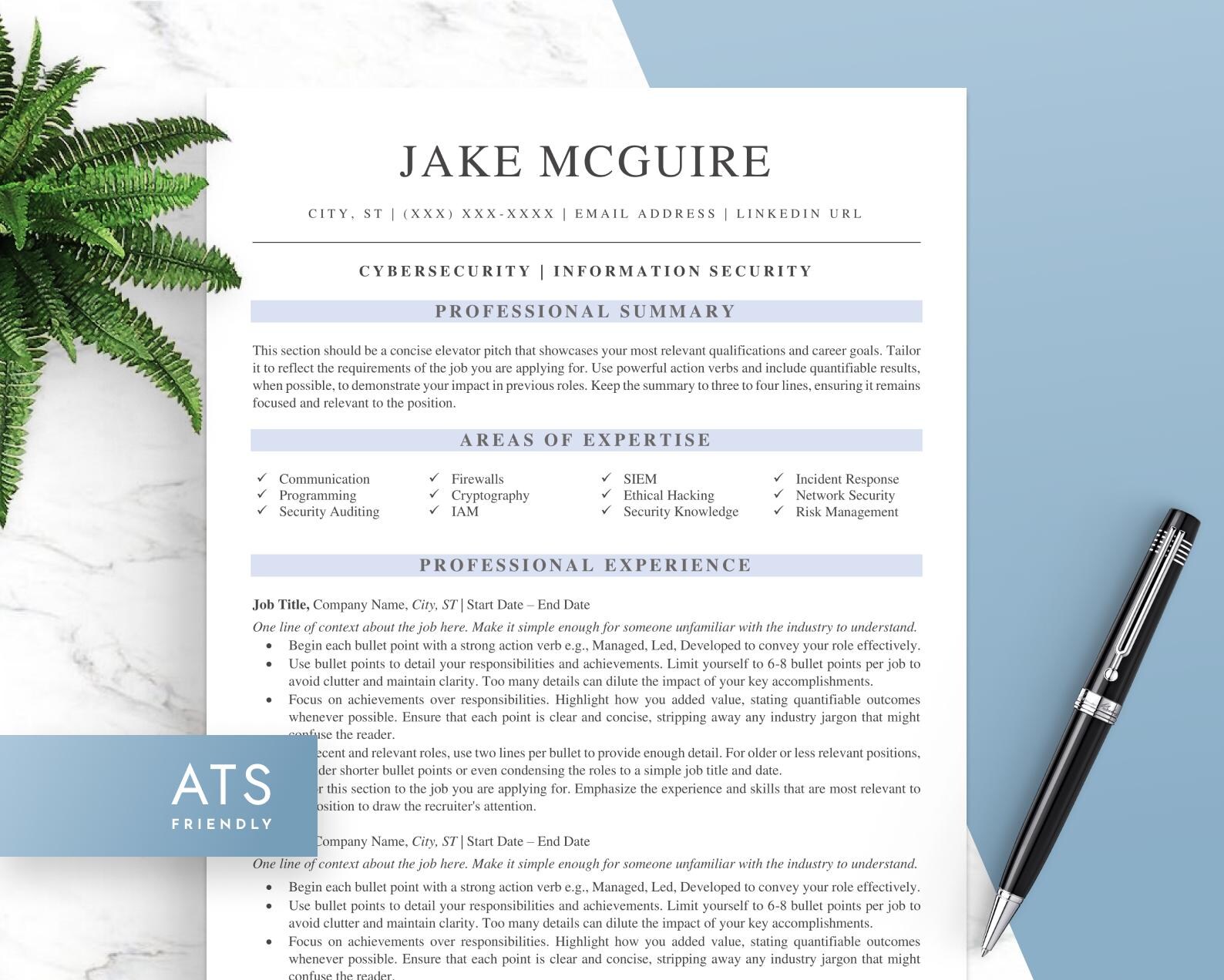 Professional Resume Template ATS Friendly Resume Templates Executive ...