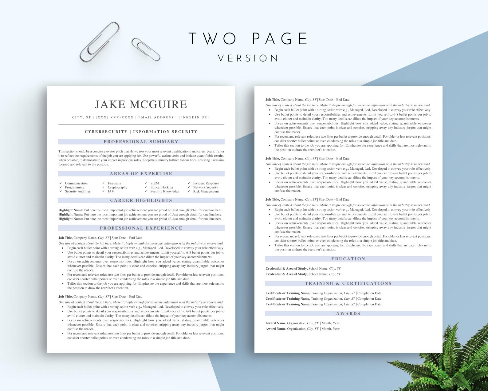 Professional Resume Template ATS Friendly Resume Templates Executive ...