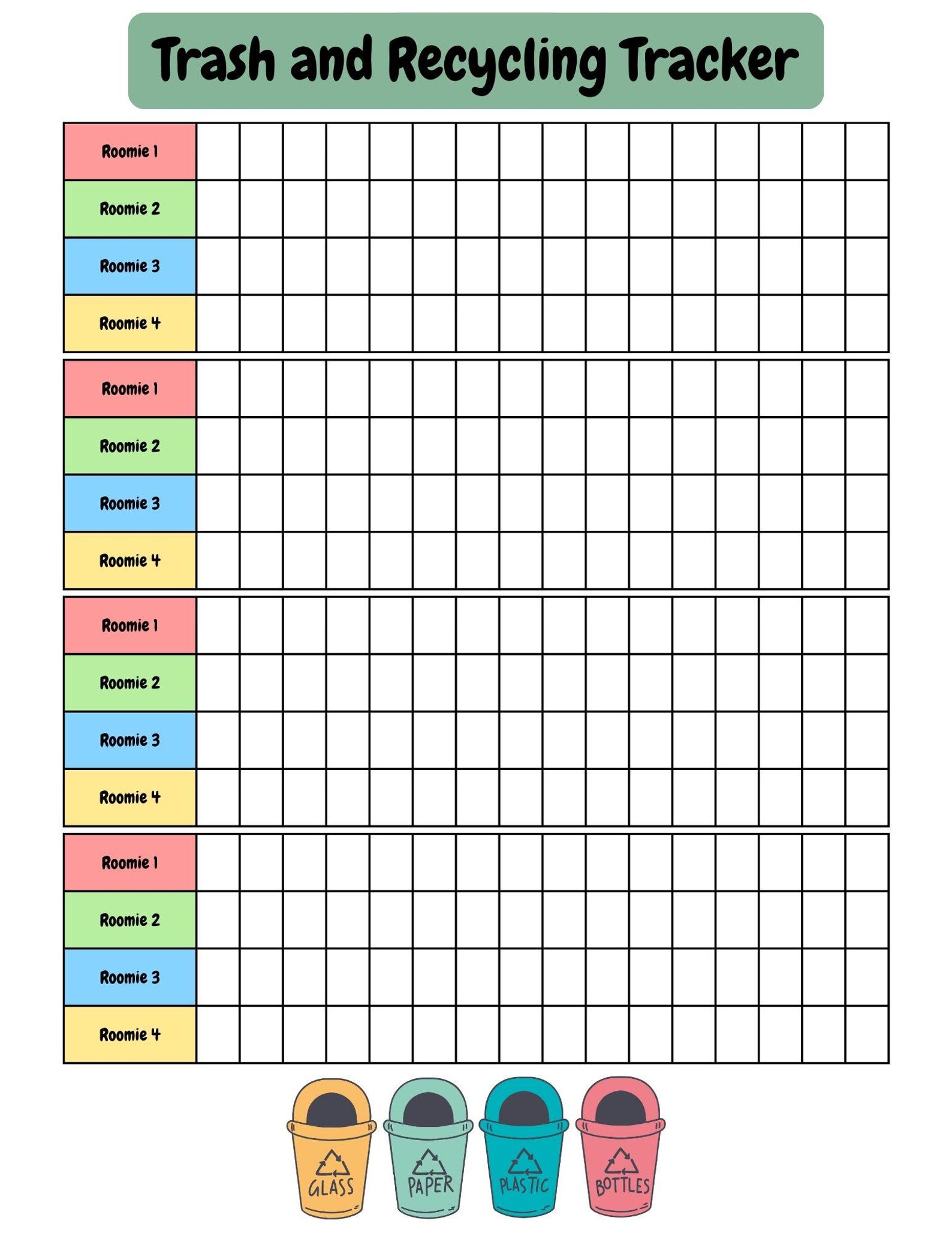 Roommate Trash and Recycling Chore Chart - Etsy