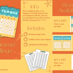 Summer Fun Bingo, 30 Unique Printable Cards, Kids Summer Activity ...