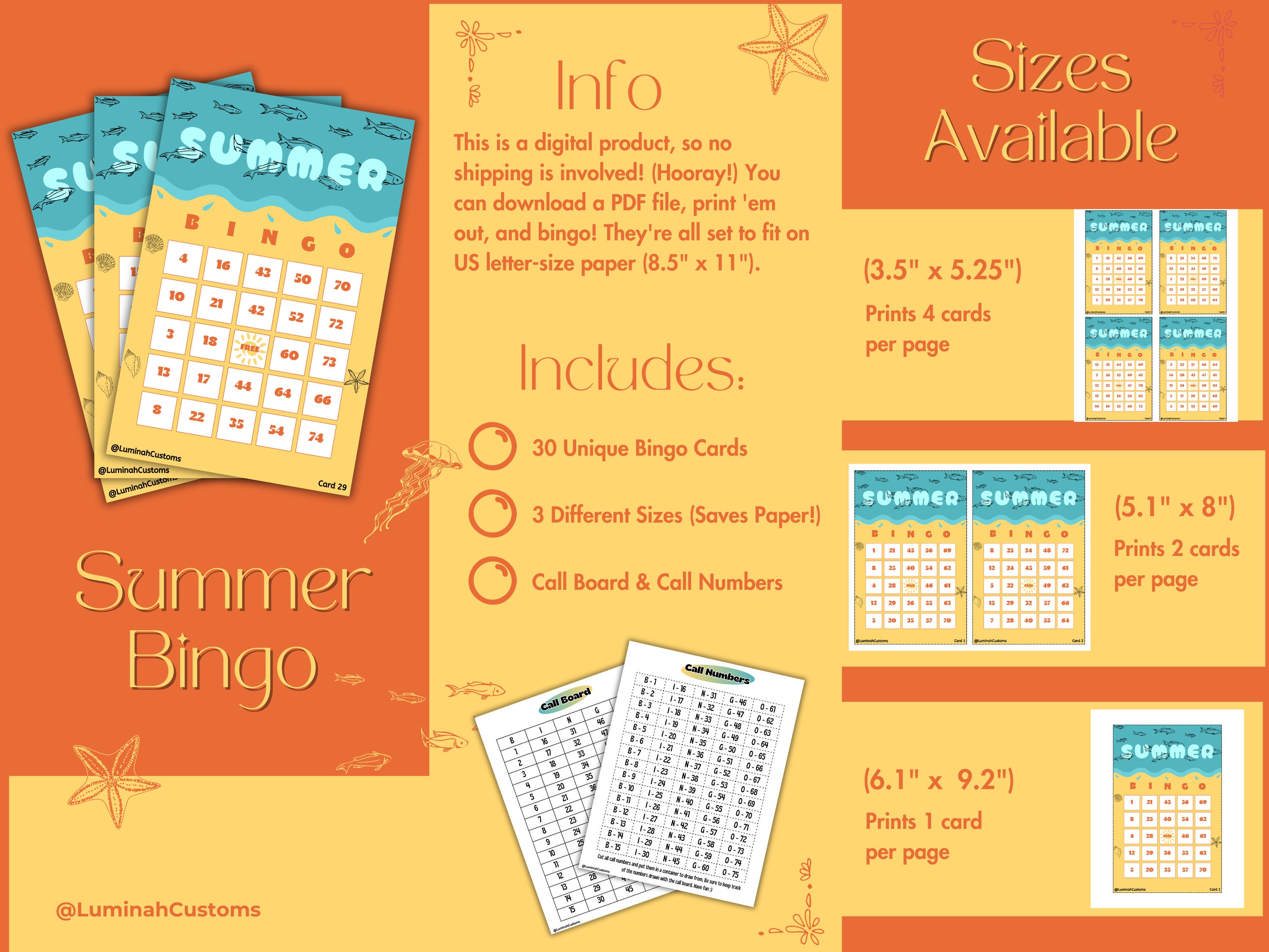 Summer Fun Bingo, 30 Unique Printable Cards, Kids Summer Activity ...
