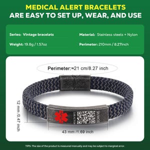 Personalized QR Code Medical Alert Bracelet, Stainless Steel Tag Scan ...